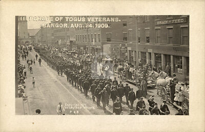 Parade of Togus Veterans. Bangor, Aug. 24, 1909 RPPC Photo Postcard ...