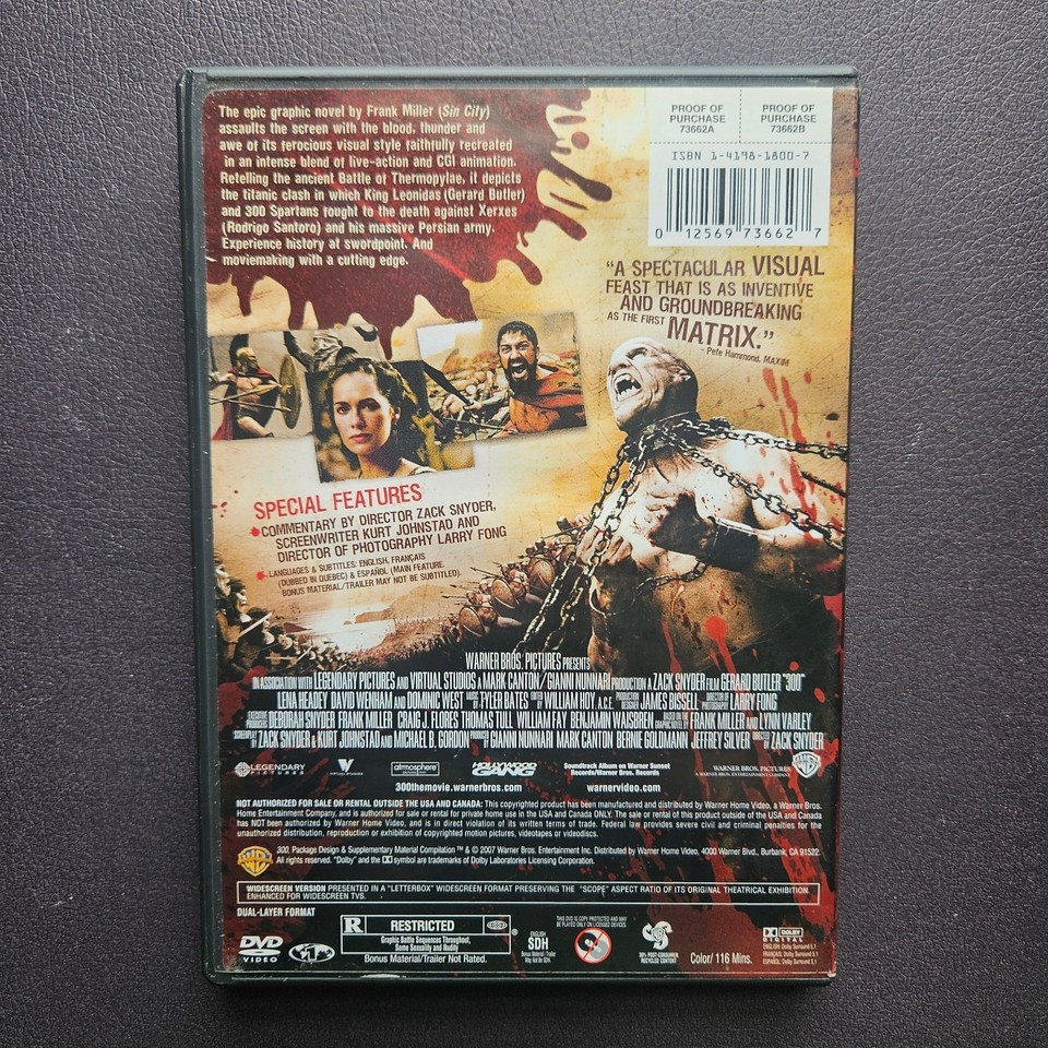 300 (DVD, 2007) Spartans Widescreen Special Edition Gerard Butler | eBay