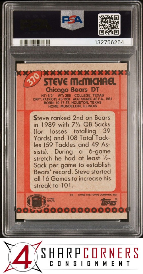 1990 TOPPS #370 STEVE McMICHAEL BEARS HOF PSA 10 | eBay UK