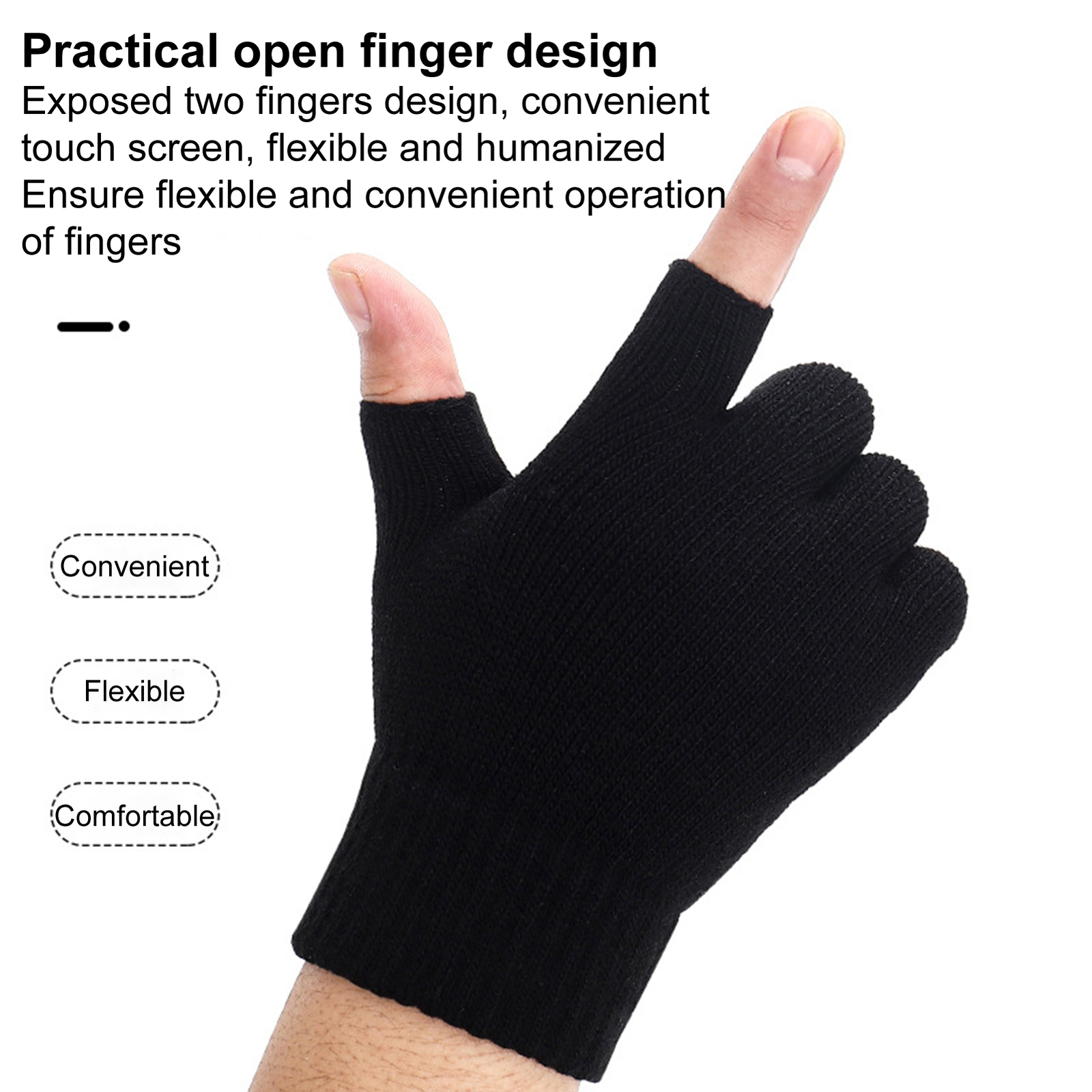 1 Pair Fingerless Gloves Anti Slip Hands Protection Lightweight Adult ...