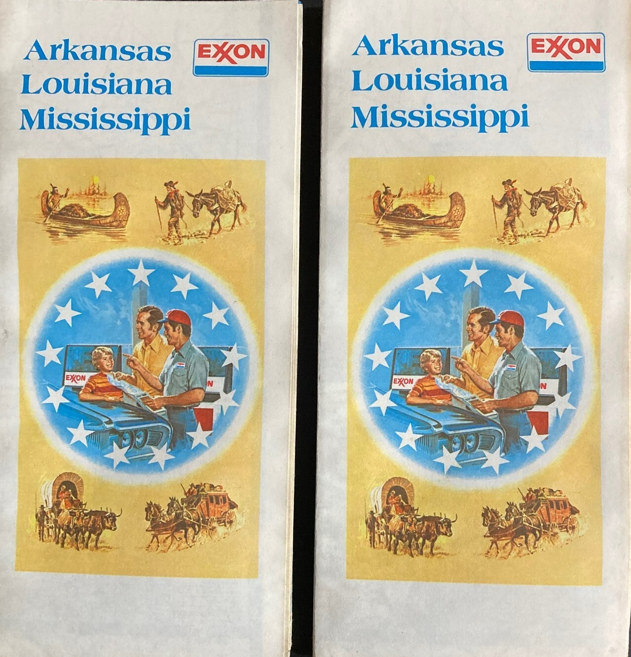 1975 - 76 Lot of Two (2) EXXON Road Maps - Out of a Local EXXON Station ...