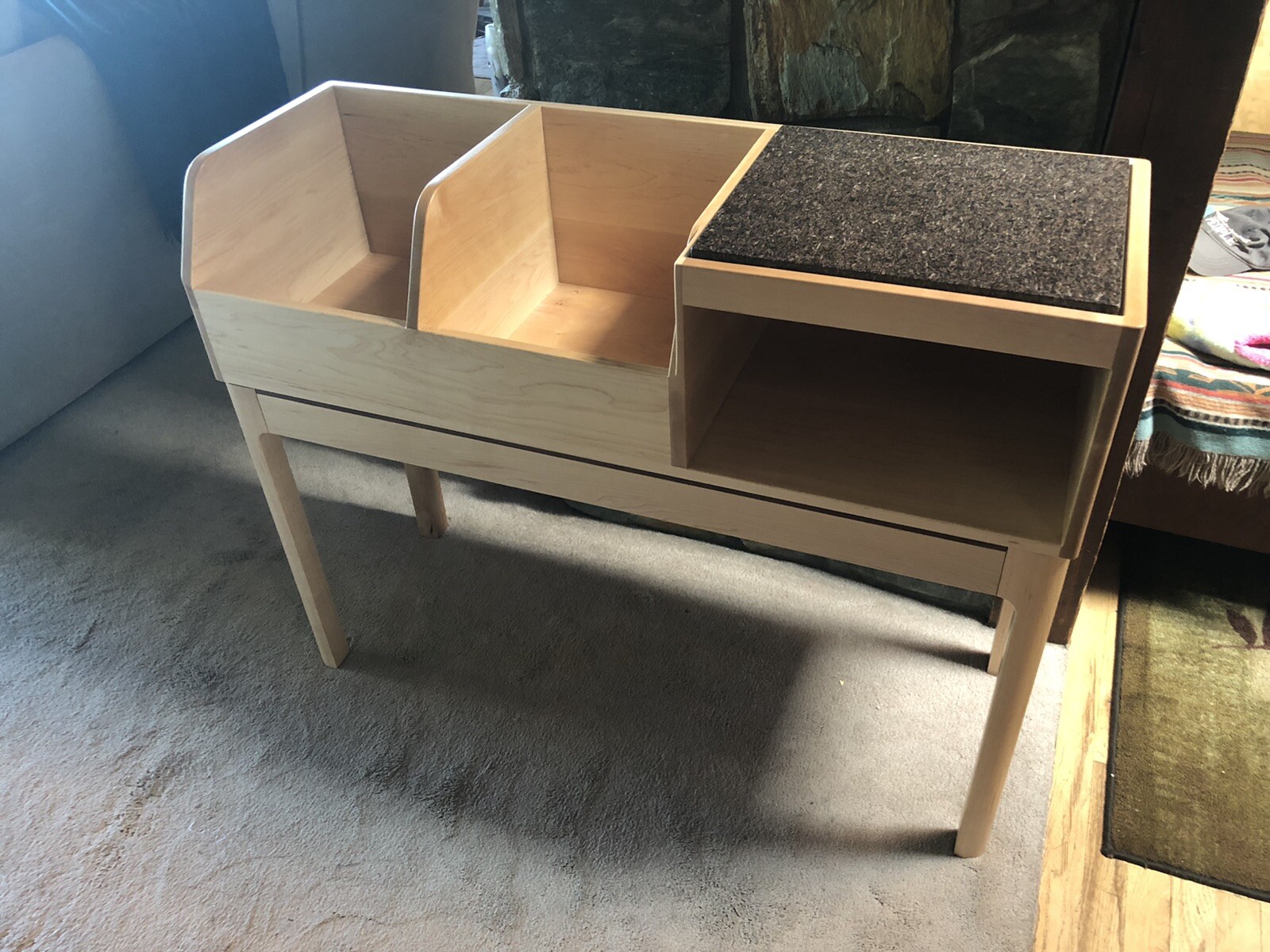 Hand Crafted Solid Maple Vinyl Storage Turntable Stand W/Isolated Stone ...