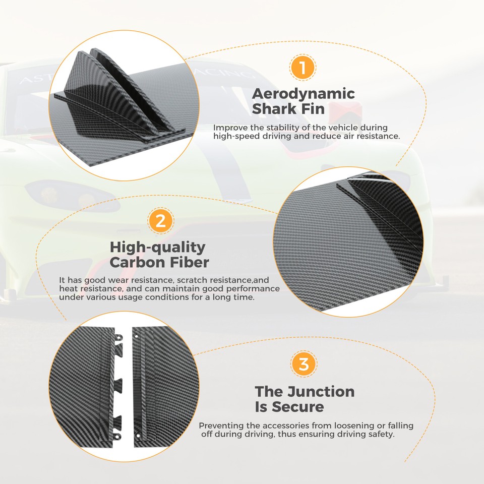 For Mercedes Benz Carbon Fiber Look Rear Lip Bumper Diffuser Shark Fin ...