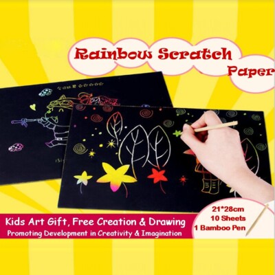 20 Pcs Rainbow Scratch Papers A4 Size DIY Art Creative Drawing Kids ...