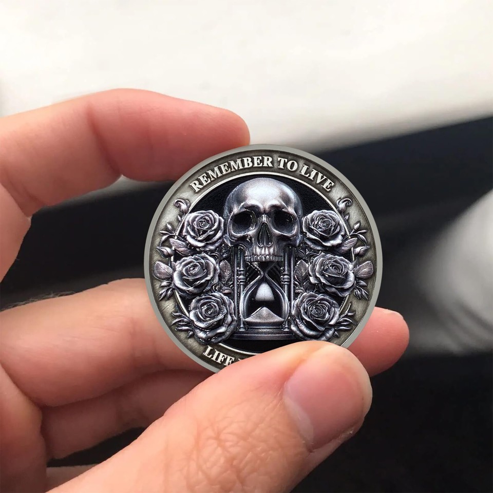 Memonto Mori Coin 3D Skull Challenge Coin Daily Stoic Practice Reminder ...