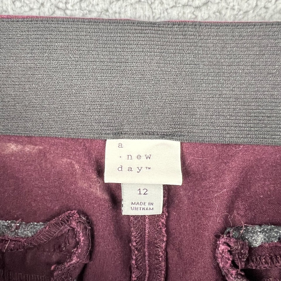 A New Day Elastic Waist Women's Size 12 Burgundy Red Stretch Pants | eBay