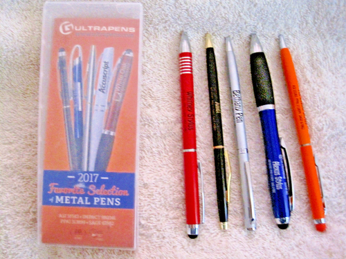 Salesmans samples pouch of 5 METAL advertising pens Gultrapens sales pen company | eBay