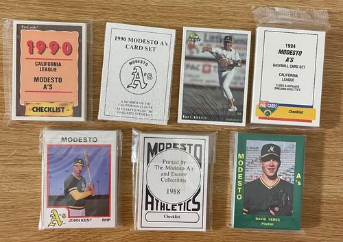 Modesto A's Lot of 7 Different Complete Team Sets 1987 1988 1989 1990 ...