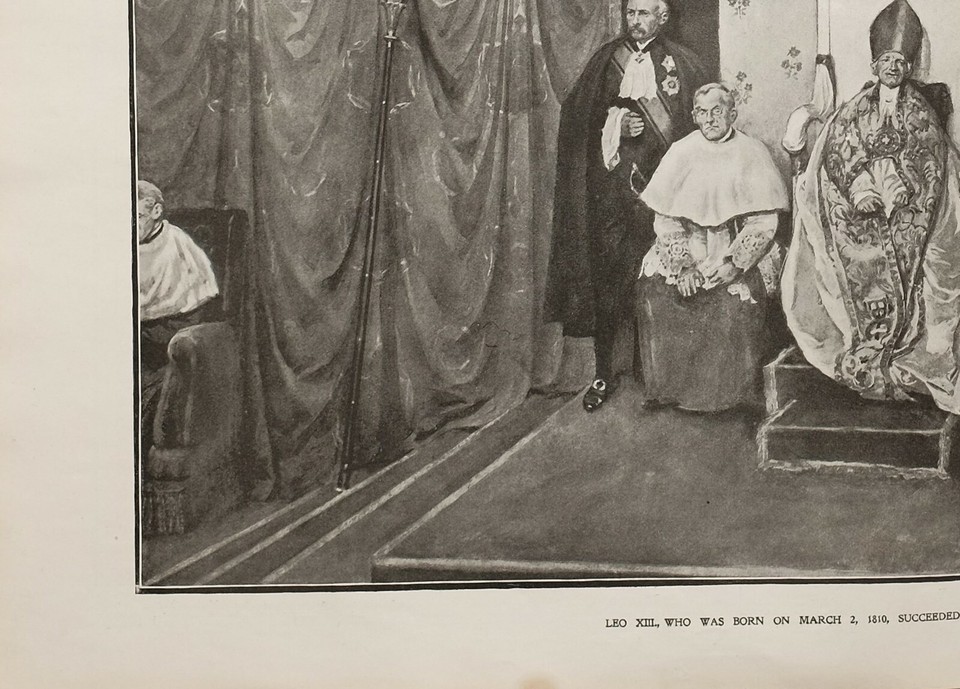 1902 LARGE ANTIQUE PRINT CELEBRATION OF ACCESSION OF POPE LEO XIII | eBay