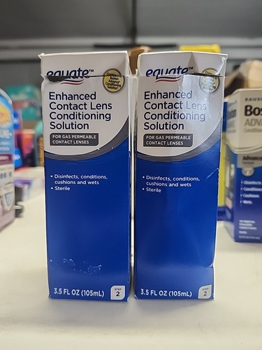 2 Equate Enhanced Contact Lens Conditioning Solution STEP 2 3.5 oz Gas ...