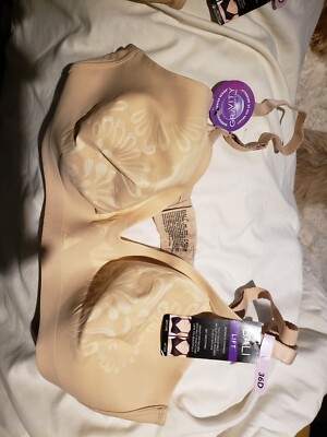 2x New BALI Gravity Defying Natural Lift Wireless beige Bra 36D DF6564 ...