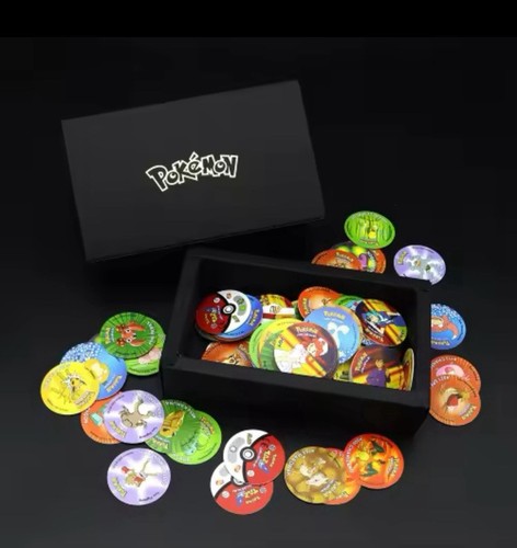 Pokemon Tazos Pogs 141 pcs 3rd Generation Strokes Box 3D Round Square ...