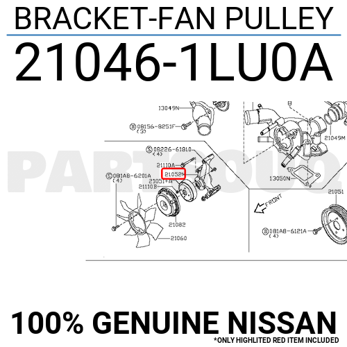 210461LU0A Genuine Nissan BRACKET-FAN PULLEY 21046-1LU0A | eBay