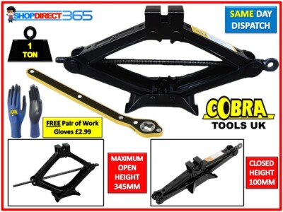 1 Ton Tonne Scissor Wind Up Jack for Car Van with Crank Speed Wrench ...