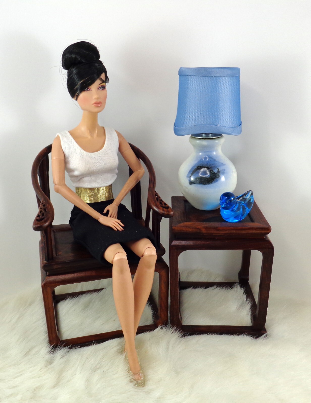 1/6 Scale OOAK Blue Pottery Lamp for 12" Fashion Royalty, Barbie Doll ...