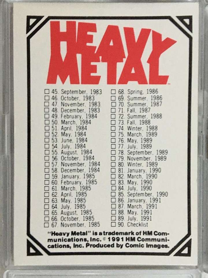 Heavy Metal The Art of Heavy Metal Magazine Covers Base Card Set 90 ...