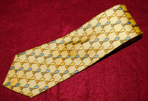 BURBERRYS MADE IN ENGLAND YELLOW/BLUE GEOMETRIC TIE - TIES - DESIGNER ...