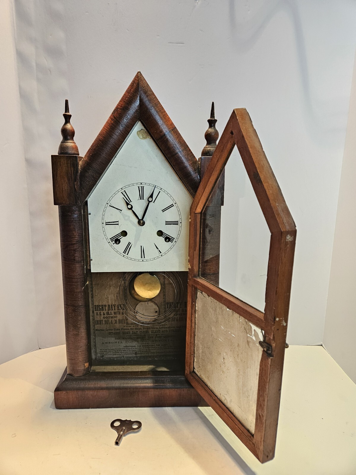 Antique Working 1870's ANSONIA 8 Day Victorian Mahogany Steeple Mantel ...