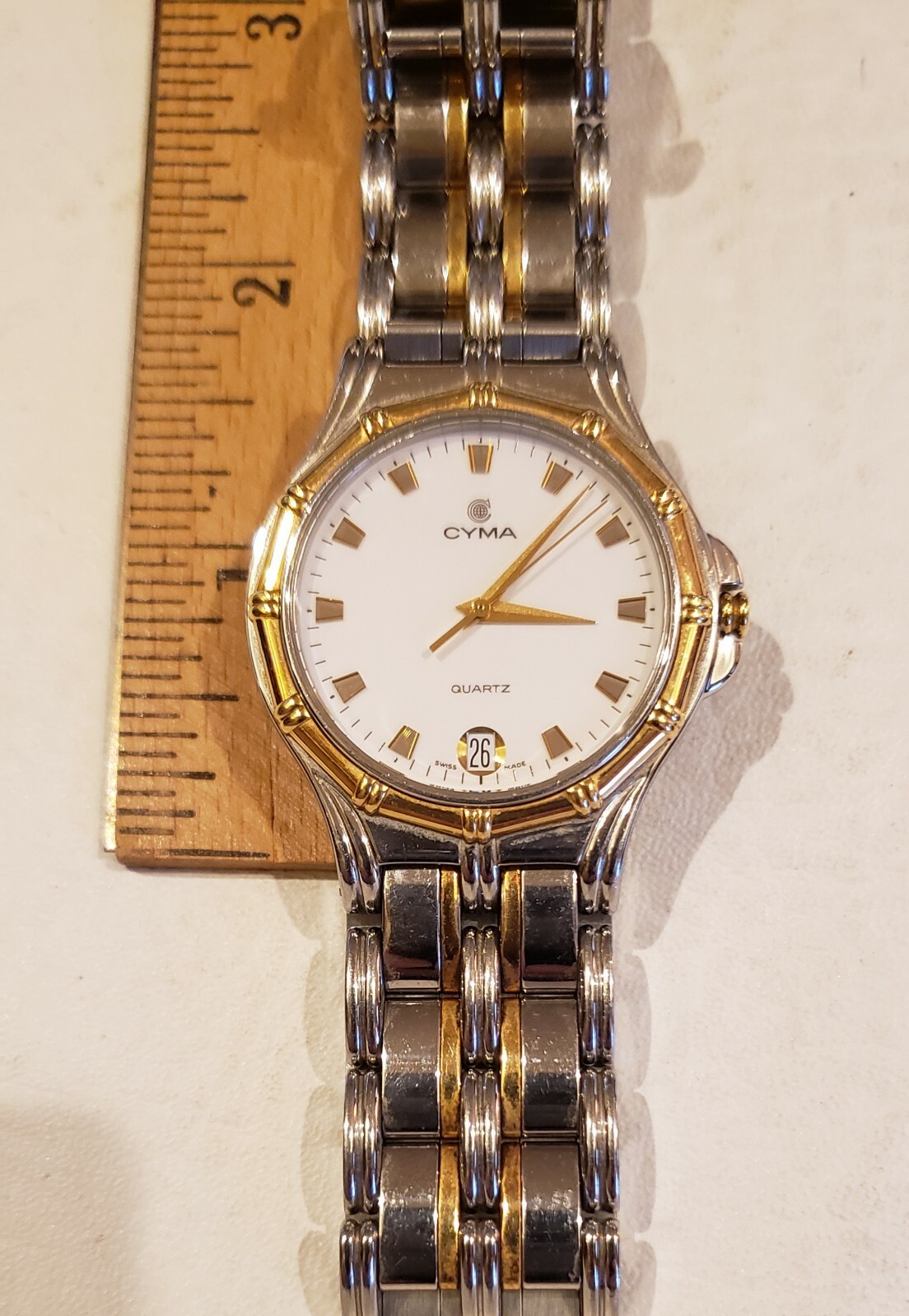 Cyma Stainless Steel 18K Yellow Gold Watch with Appraisal | eBay