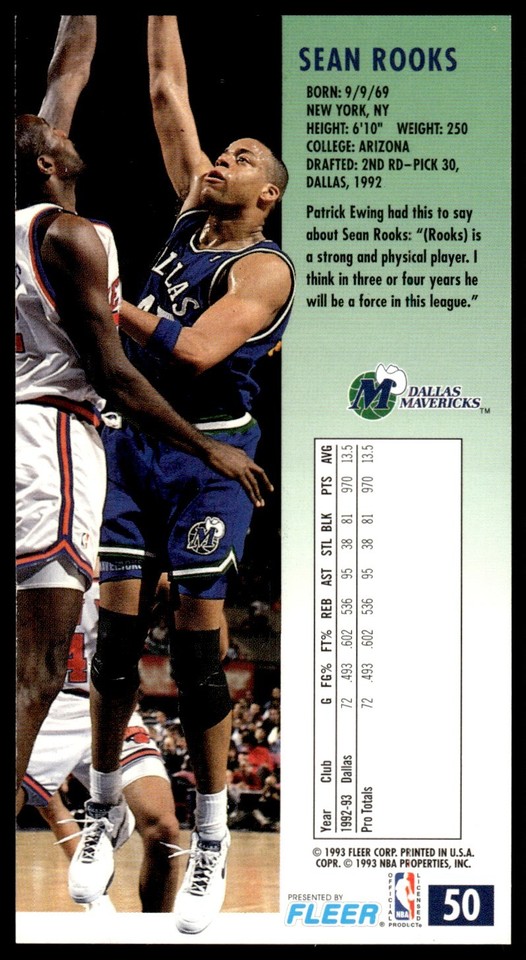 1993-94 Jam Session Sean Rooks Dallas Mavericks #50 | eBay