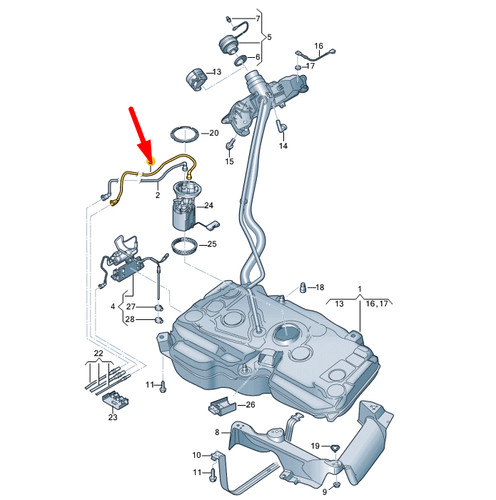 NEW VOLKSWAGEN TIGUAN AD MK2 FUEL FEED LINE BLACK 5QA201293D 5QA-201 ...