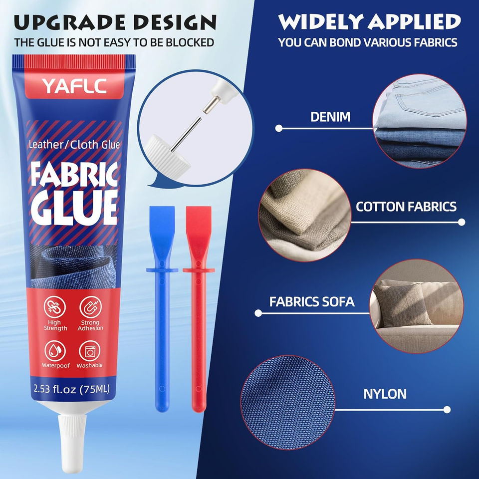 Fabric Glue Permanent 75ml – Clear, Washable Adhesive for All Fabrics ...