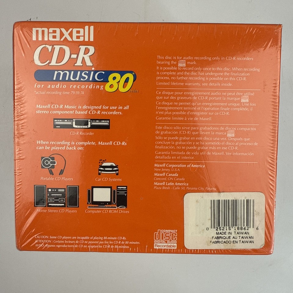 MAXELL CD-R 80 Min Music Discs 3 Assorted Colors 25-Pack In Slim Jewel ...