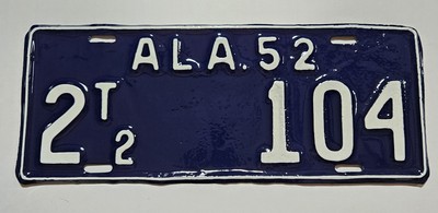 1952 Alabama Trailer License Plate Tag 52 | eBay