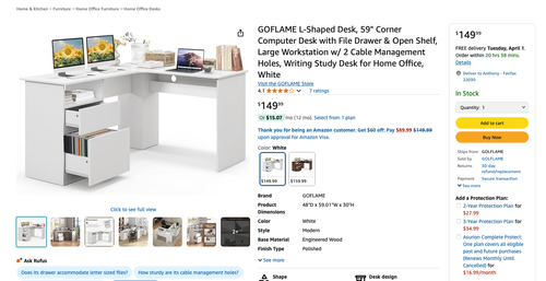 L-Shaped Home Office Computer Desk Wooden Workstation With Filing ...