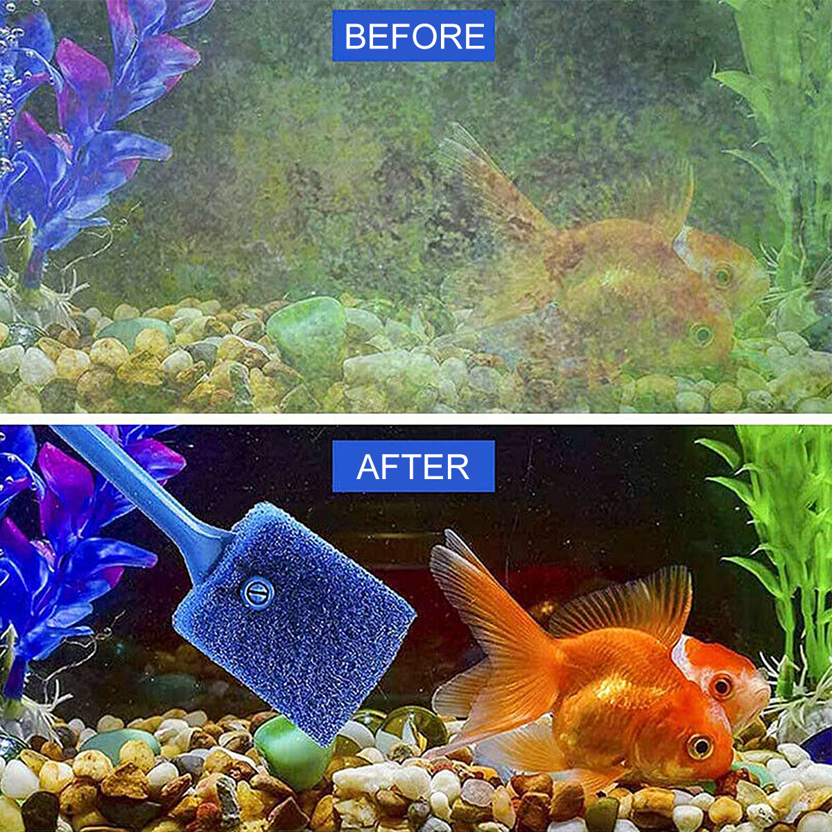 2X Fish Tank Long Handle Algae Cleaner Glass Scraper Brush Aquarium ...