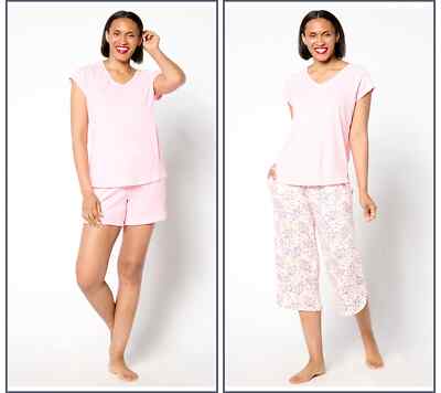 MUK LUKS Cloud Knit and Ribbed Knit Three Piece Pajama Set-Light Pink ...