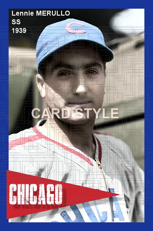 Lennie Merullo - 1939 Chicago Cubs - choose a style - colorized print ...
