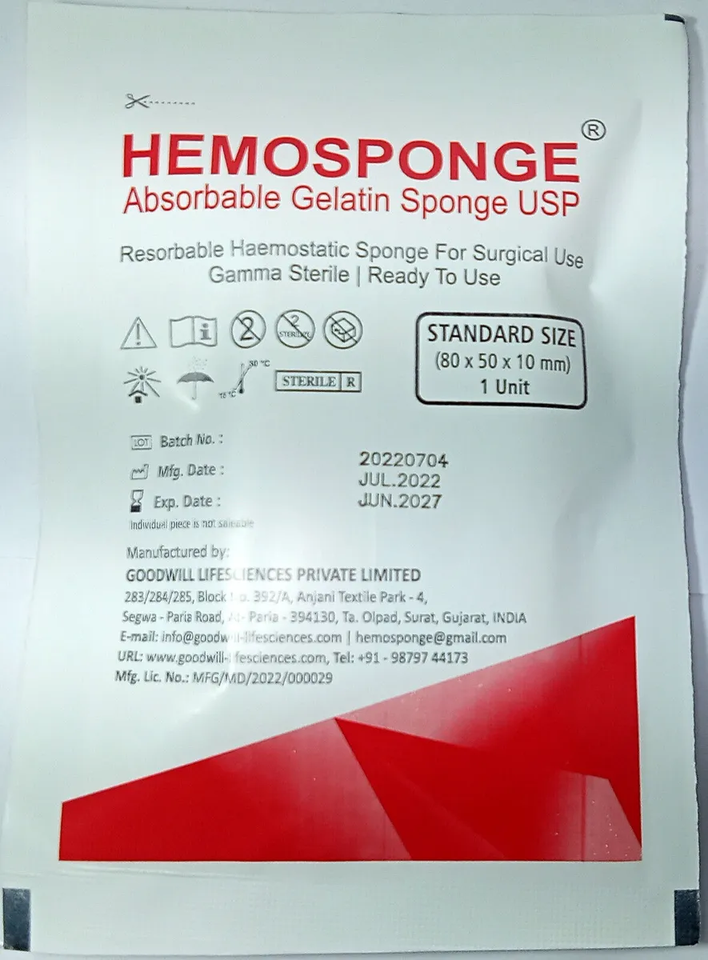 20 Pack Absorbable STERILE Haemostatic Gelatin Sponge 80mm Gelfoam ...