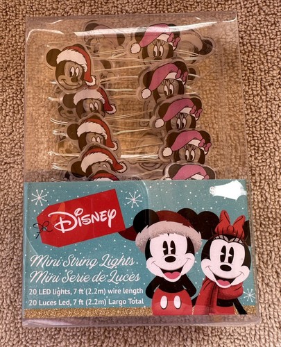 Disney MICKEY & MINNIE MOUSE Holiday Christmas 20 Mini LED Lights ...
