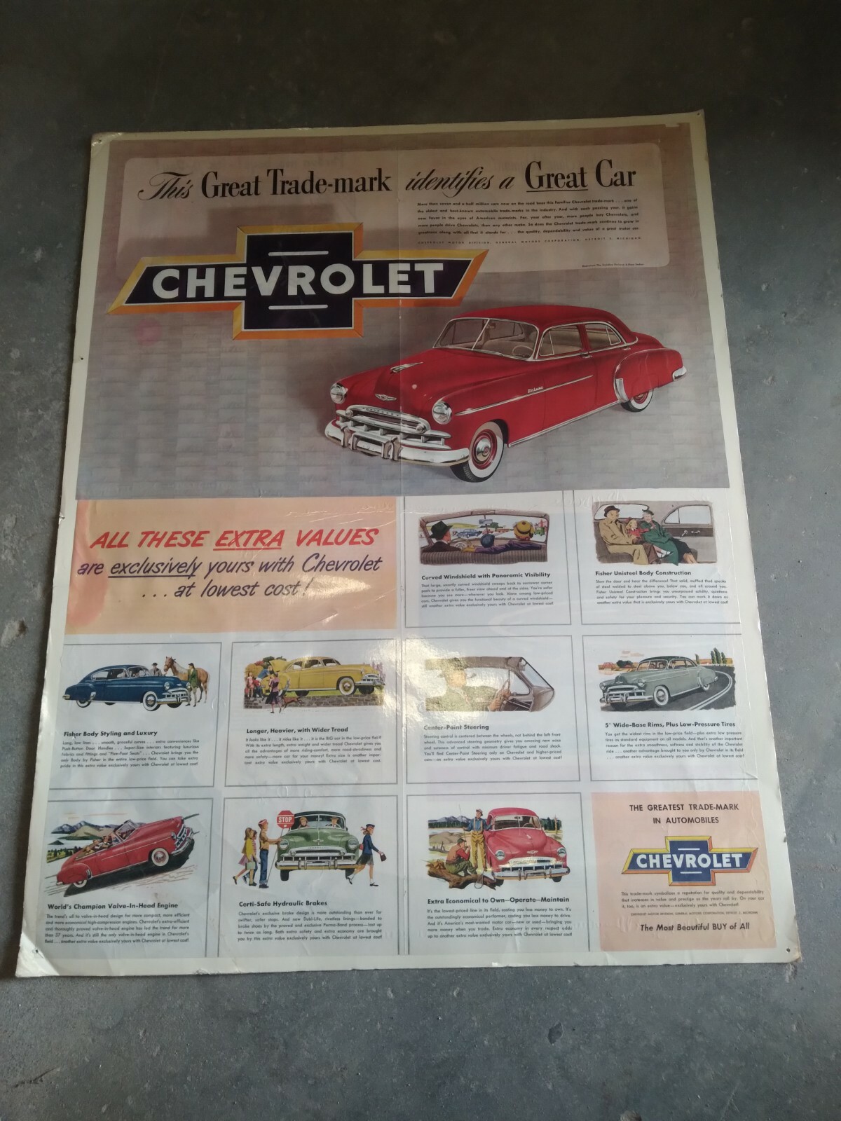 VINTAGE CHEVROLET DEALER POSTER--1940s--AWESOME SUBJECT MATTER--GREAT ...