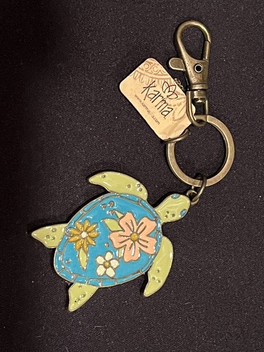 Karma gifts pastel painted Enamel Turtle Keychain with bronze Clip | eBay