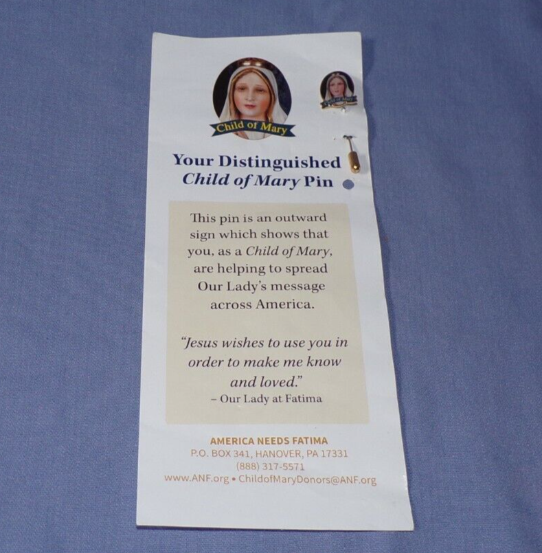 Distinguished Child of Mary Pin Jewelry Brooch Virgin Mary Catholic ...