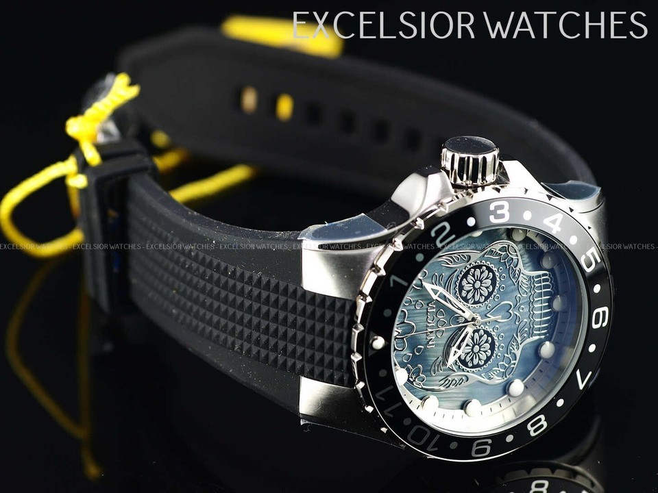 New Invicta Men's 50mm AVIATOR Dia De Los Muertos Quartz MOP Skull Dial ...
