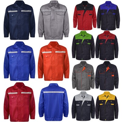 Men's Women's Worker Uniform Color Block Long Sleeve Work Jacket With ...