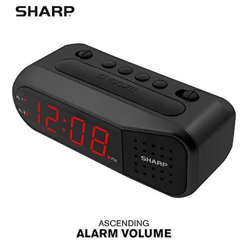 SHARP Digital Alarm Clock – Black Case with Red LEDs - Ascending Alarm Grows ... | eBay