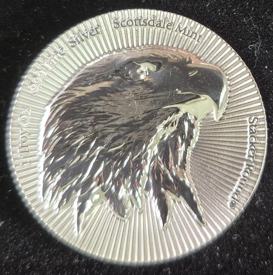 Scottsdale Stacker 1 Troy oz Fine Silver Round High Relief Obv and ...