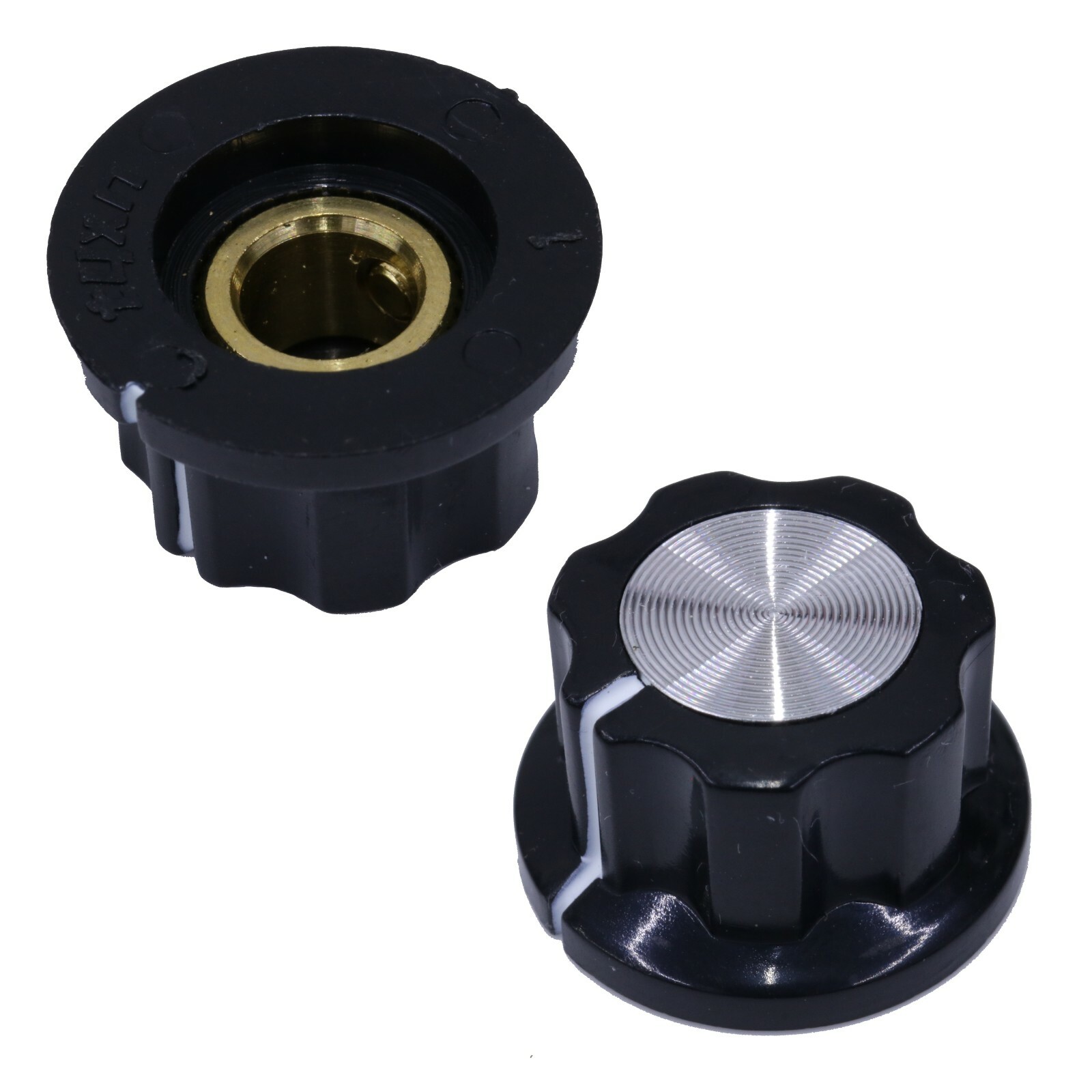 Amplifier Dial Knobs - Black / White - 6.4mm hole 1/4" Shaft - Amp POT ...