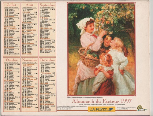 1997 - CALENDRIER DES POSTES - ALMANACH AISNE - Tableaux Peinture Art ...