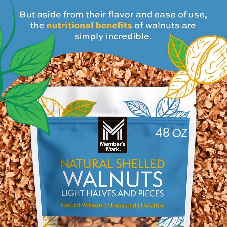 2 PACK - Member's Mark Natural Shelled Walnuts 3 lbs (Total 6 lbs) FREE ...