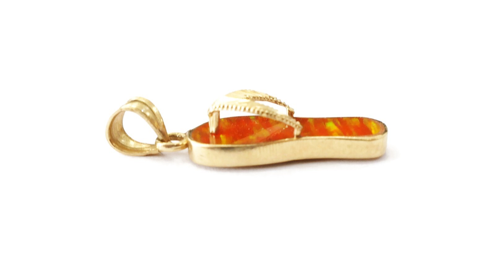 14K Yellow Gold Flip Flop Sandal Pendant Necklace Cha… - Gem