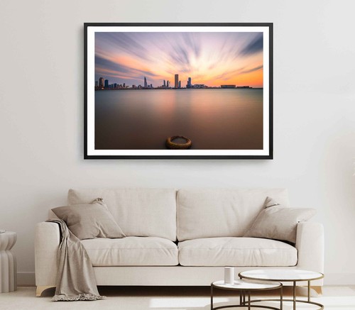 Seascape View Print, Bahrain Wall Art, Manama City Framed Beach Wall ...