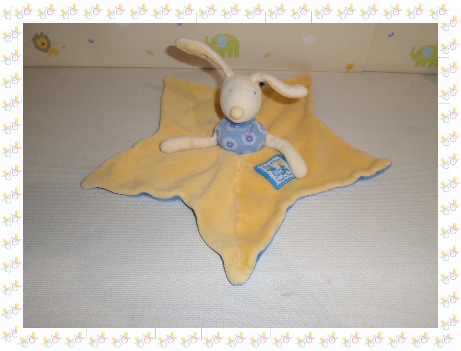 ① - Doudou Plat Etoile Lapin Bleu Crème Lise et Lulu Moulin Roty | eBay