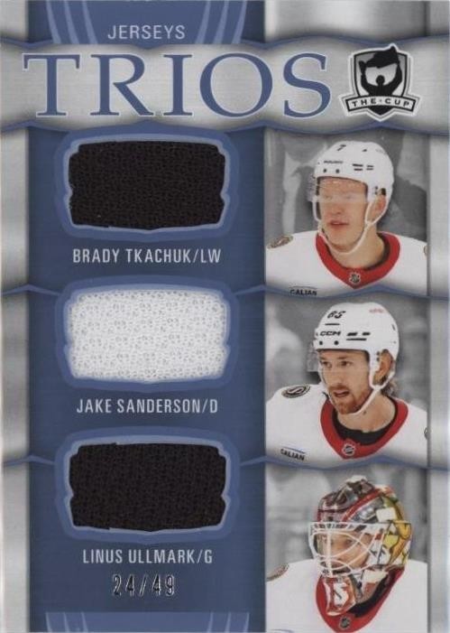 2024-25 Upper Deck the Cup - Cup Trios Jerseys Brady Tkachuk, Jake ...