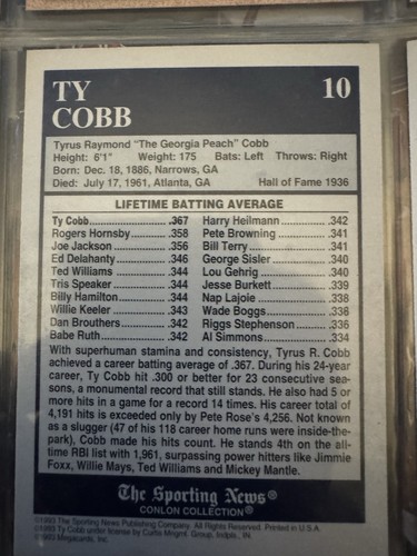 1928 Ty Cobb Highest Career Batting Average .367 | eBay