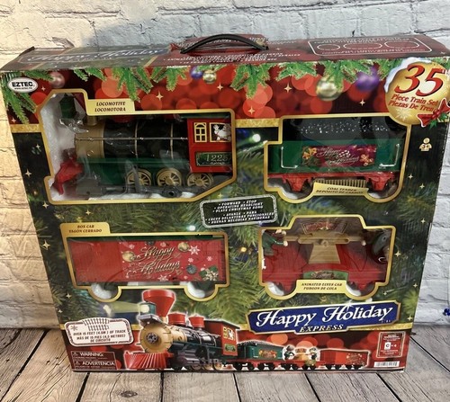 Happy Holiday Express Light & Music Christmas Train Set Complete In Box ...